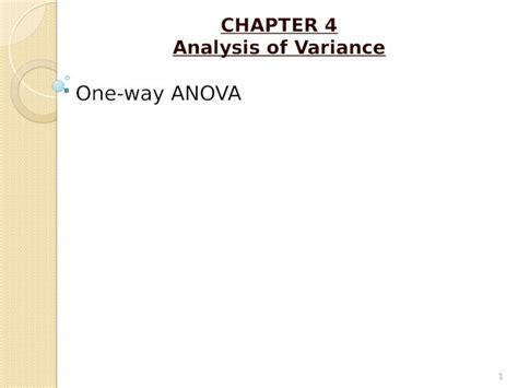 PPT CHAPTER 4 Analysis Of Variance One Way ANOVA 1 DOKUMEN TIPS