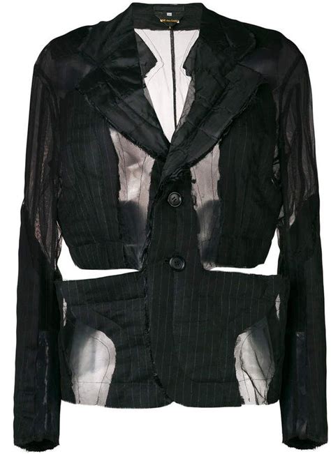 Comme Des Garçons Deconstructed Pinstripe Blazer Farfetch