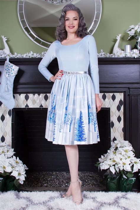 Pinup Couture Genevieve Dress In Ice Castle Print Retro Style Dress Pinup Girl Clothing