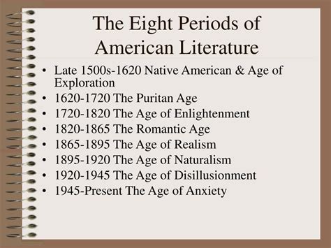 Ppt The Eight Periods Of American Literature Powerpoint Presentation
