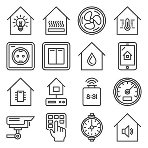 Smart Home System Icons Set Flat Design Style Vector Image