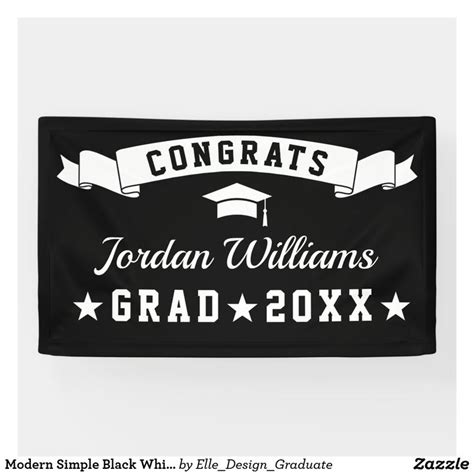 Modern Simple Black White Graduation Party 2022 Banner Zazzle