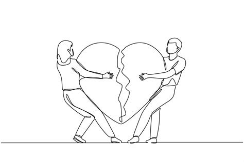 Continue één Lijntekening Liefhebbers Gebroken Hart Jonge Man Vrouw
