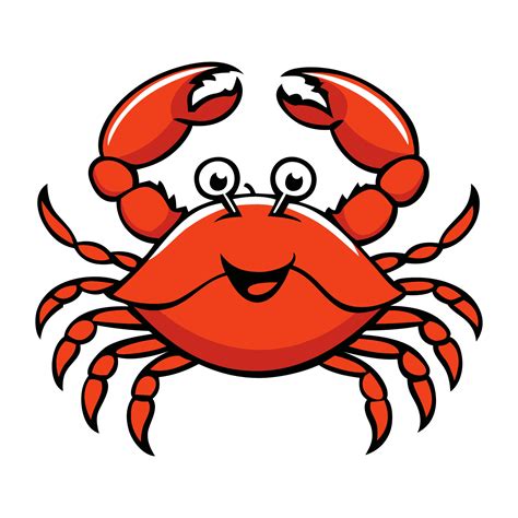 Cute Cartoon Red Crab Illustration Of A Cute Smiling Crab Character