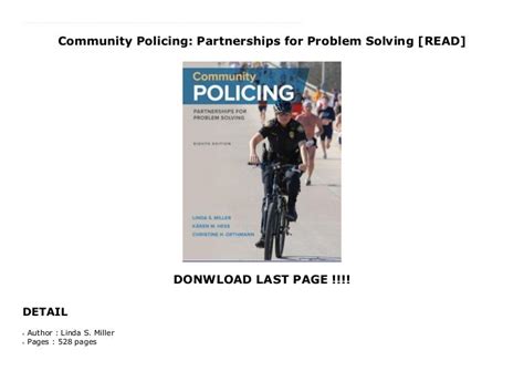 Community Policing Partnerships For Problem Solving Read