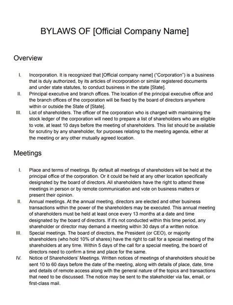 Free Bylaws Template At Netconnorblog Blog
