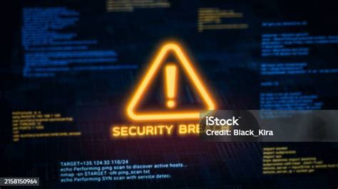 Business Server Show Security Breach Alert Warning Sign Hacker Access Private Confidential