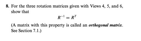 Solved 8 For The Three Rotation Matrices Given With Views