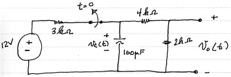 solved for the given circuit find vc t for t 0