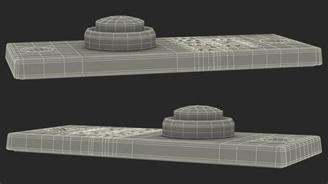 Rectangular Bell Button Silver 3d Model 19 3ds Blend C4d Fbx