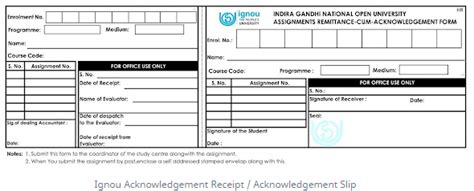 Ignou Assignment Acknowledgement Slip Receipt Download Pdf New Artofit