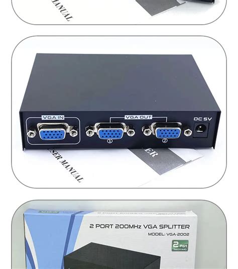 2 Way VGA SVGA Splitter Amplifier 200 Mhz Bandwidth