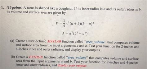 solved 1 10 points a torus is shaped like a doughnut if