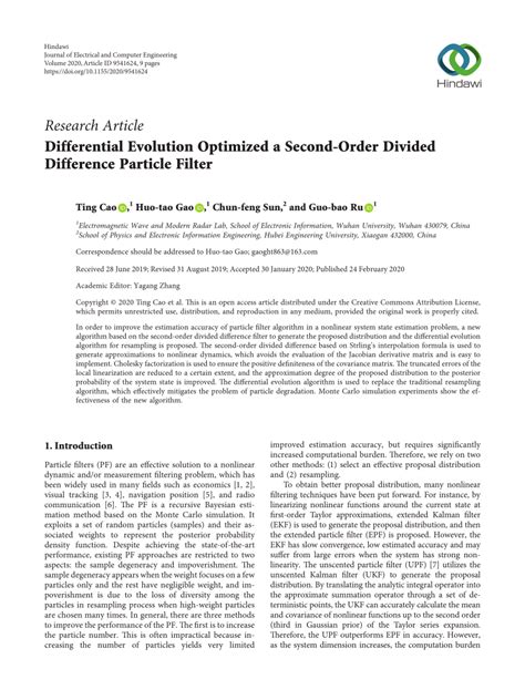 Pdf Differential Evolution Optimized A Second Order Divided