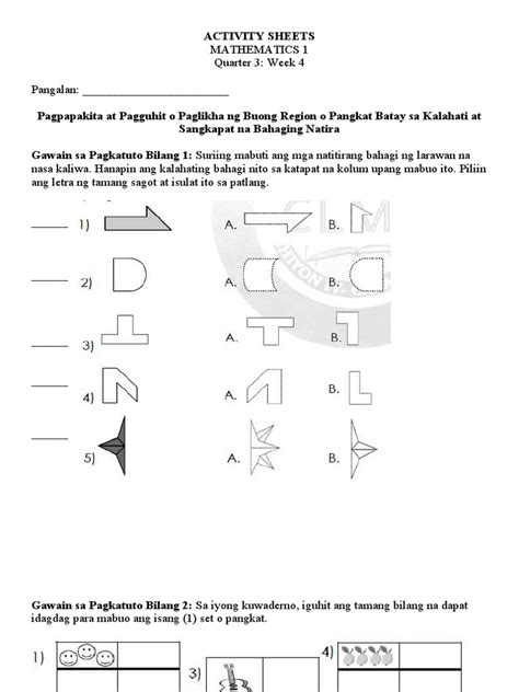 Mathematics 1 Activity Sheet Q3 W4 Pdf