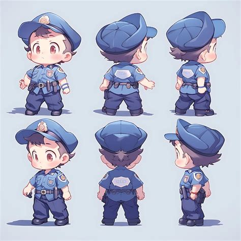 Premium Photo Character Of Male Chibi Kawaii Police Officer Uniform