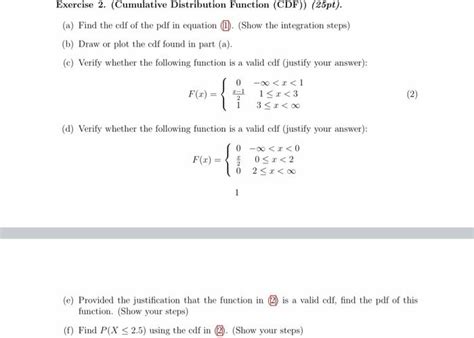 Solved Exercise 2 Cumulative Distribution Function Cdf