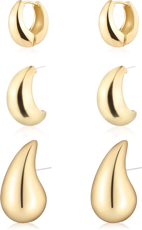 Wgoud 6 Pairs Gold Hoop Earrings Set For Women 14k Gold