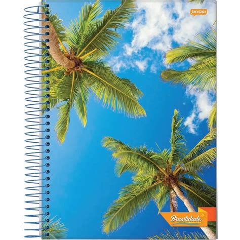 Caderno Espiral Capa Dura Brasilidade Folhas Jandaia Papelaria Criativa