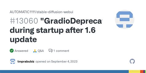 GradioDeprecationWarning During Startup After Update AUTOMATIC Stable Diffusion