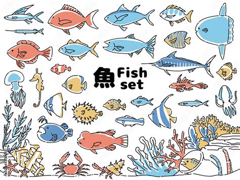 魚アイコンセット Vector De Stock Adobe Stock
