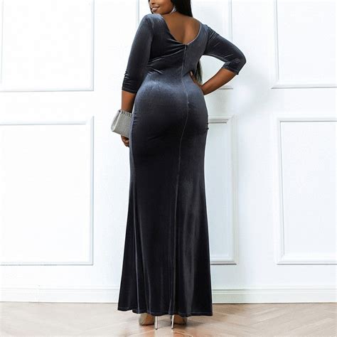 Plus Size Velvet Wrap Maxi Dress Hello Curve