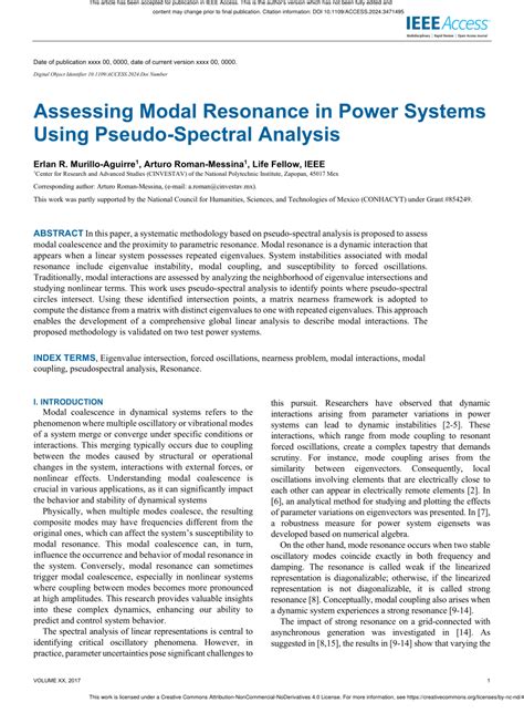 Pdf Assessing Modal Resonance In Power Systems Using Pseudo Spectral Analysis