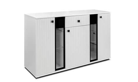 Biała komoda z lamelami SALSA MDF WH WH