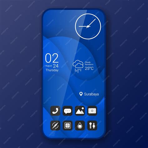Premium Vector Blue Theme User Interface Realistic Smartphone Design