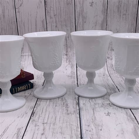 Milk Glass Goblets Etsy