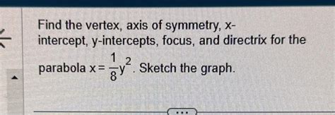 Solved Find The Vertex Axis Of Symmetry X ﻿intercept
