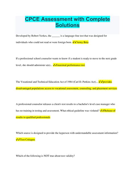 Cpce Assessment With Complete Solutions Scholarfriends