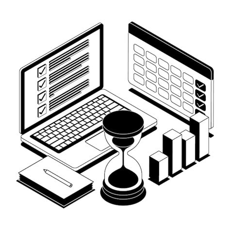 Illustration De Gestion Du Temps De Contour Isométrique Vecteur Gratuite