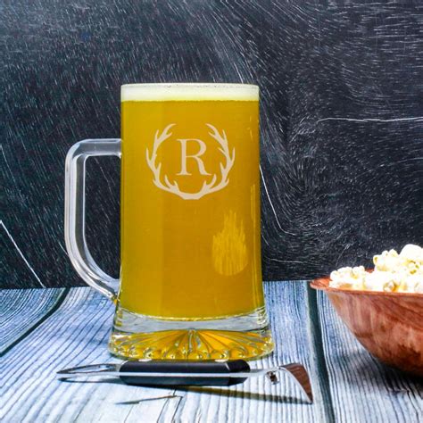 Personalized Etched Beer Mug Monogram Beer Glass Engraved Beer
