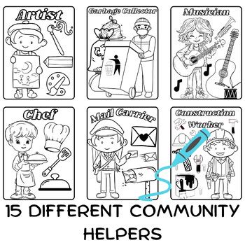 Community Helpers Coloring Pages Labor Day Coloring Sheets TPT