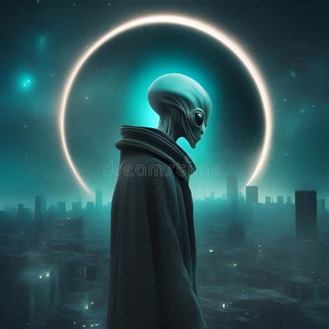 Homeless Humanoid Alien With Large Black Eyes Stock Illustration