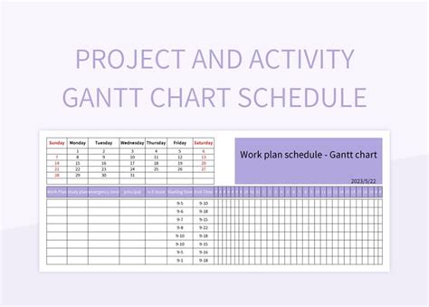 Project And Activity Gantt Chart Schedule Excel Template And Google Sheets File For Free