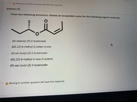 Solved Question 54 From The Following Structure Choose An