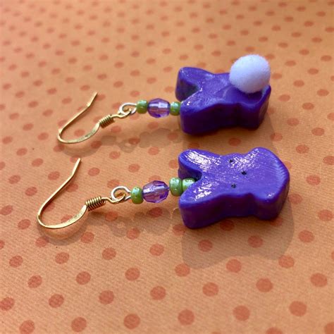 Purple Marshmallow Peep Earrings Bunny Earrings Bunny Jewelry Rabbit