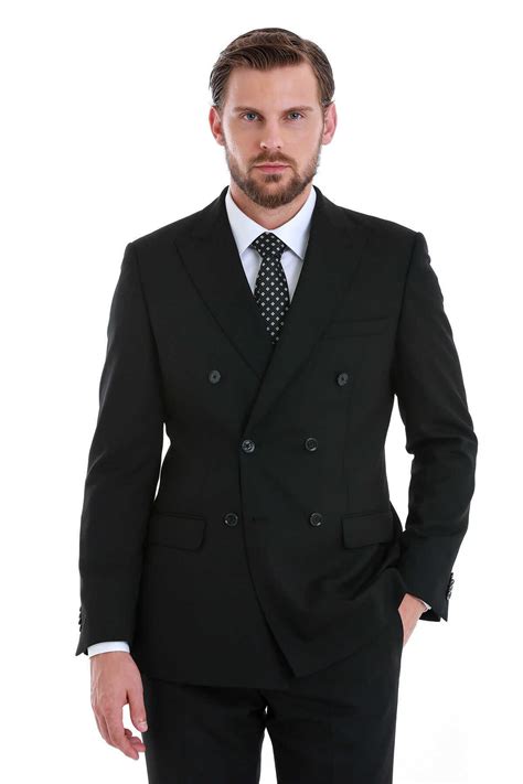 Siyah Slim Fit Kruvaze Klasik Takım Elbise Hatem Saykı 33202024C017