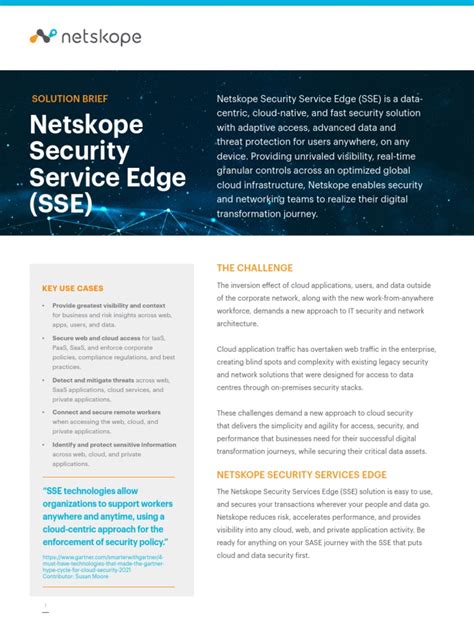 Netskope Security Service Edge Sse Solution Brief Pdf Cloud Computing Software As A