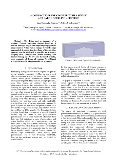 Pdf A Compact E Plane Waveguide Coupler With A Single And Large