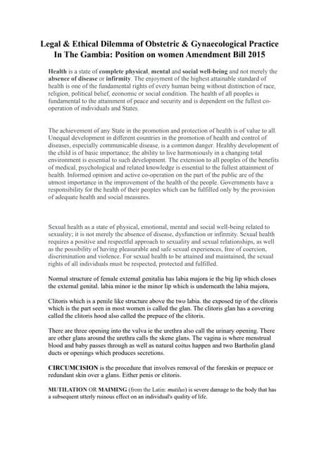 Female Circumcision Legal And Ethical Dilemma Of Obstetric