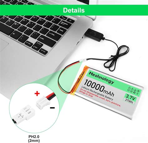 3 7v 10000mah Lipo Battery With Usb Charger For Arduino And Drone