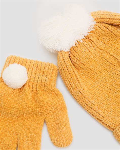 Riachuelo Kit Gorro Infantil De Tricot Pompom Par De Luvas