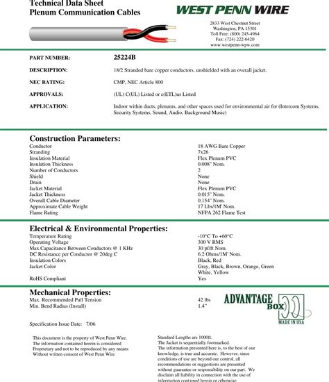 Technical Data Sheet Template