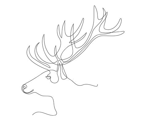 Premium Vector Abstract Deer Head With Horns Continuous One Line Drawing