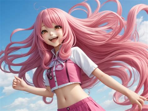 Premium Ai Image A Cheerful And Energetic Anime Girl With Long