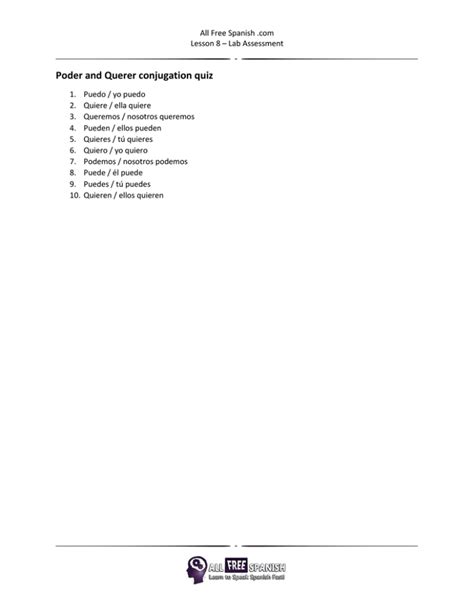 Poder And Querer Conjugation Quiz