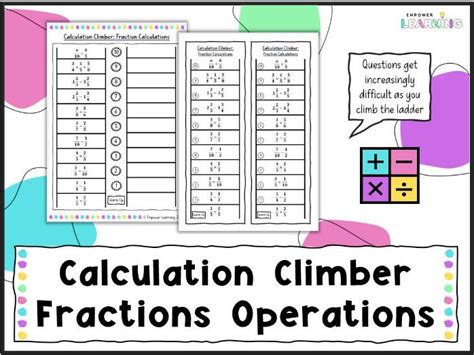 Fractions Four Operations Calculation Climber Worksheet For Ks3 Fractions Four Operations Calculation Climber Worksheet For Ks3